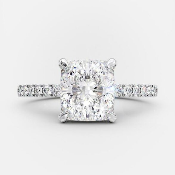 Stunning 3.25 CT Cushion Pave Moissanite Engagement Ring